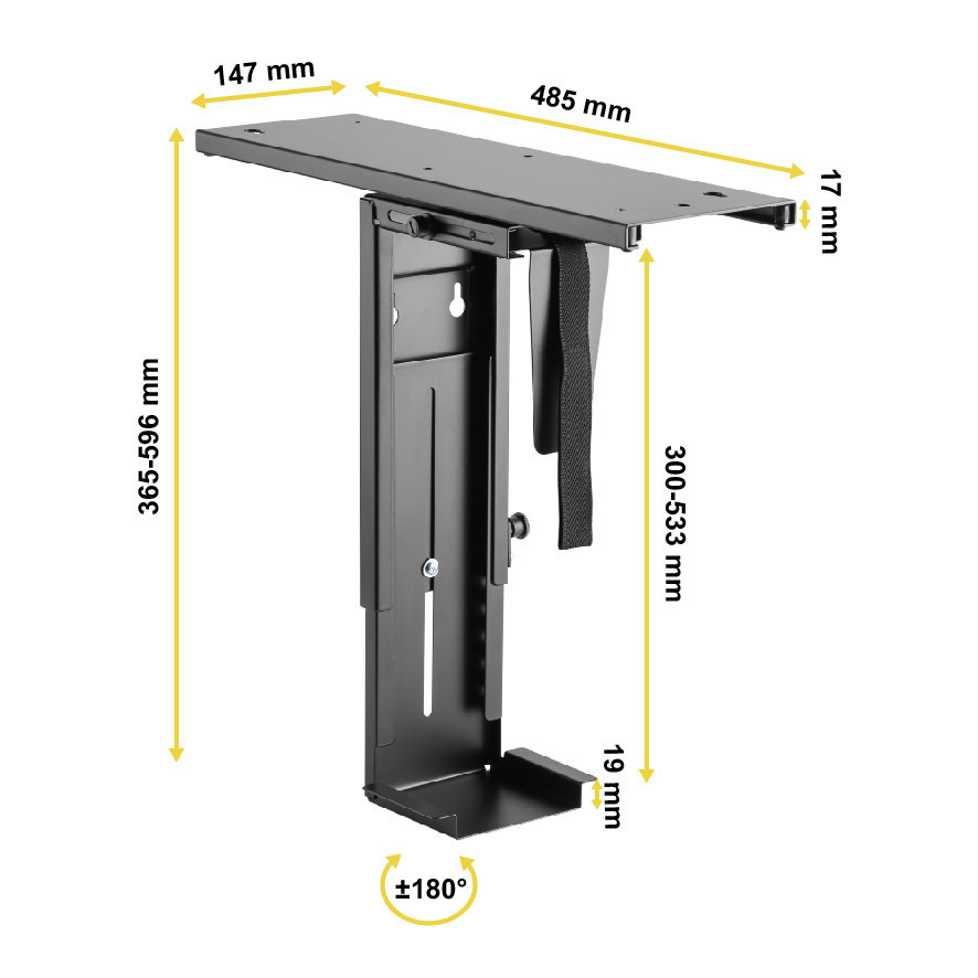 New adjustable under desk CPU Mount CPB-5 | Gecko Products