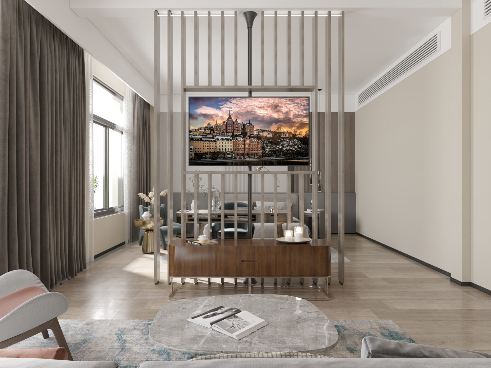 Cut to size Floor to Ceiling TV Mount 37"-65" GKD-P8442S | Gecko Products